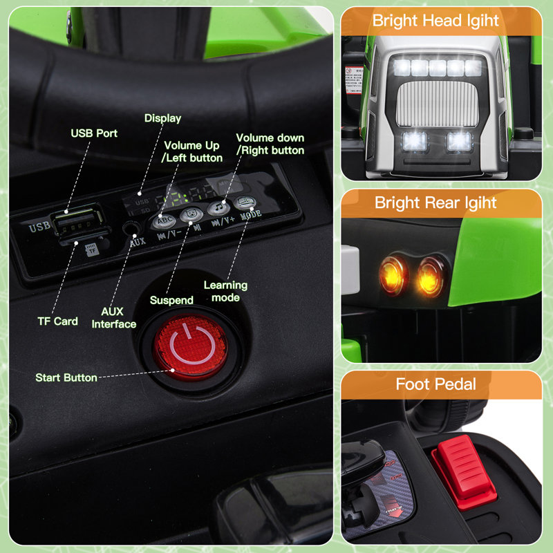 Costway 12 Volt 1 Seater Tractor / Construction Battery Powered Ride On ...