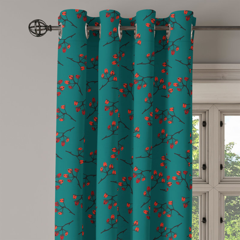Latitude Run® Teal Grommet Curtain 2-Panel Window Drapes, 50", Teal ...