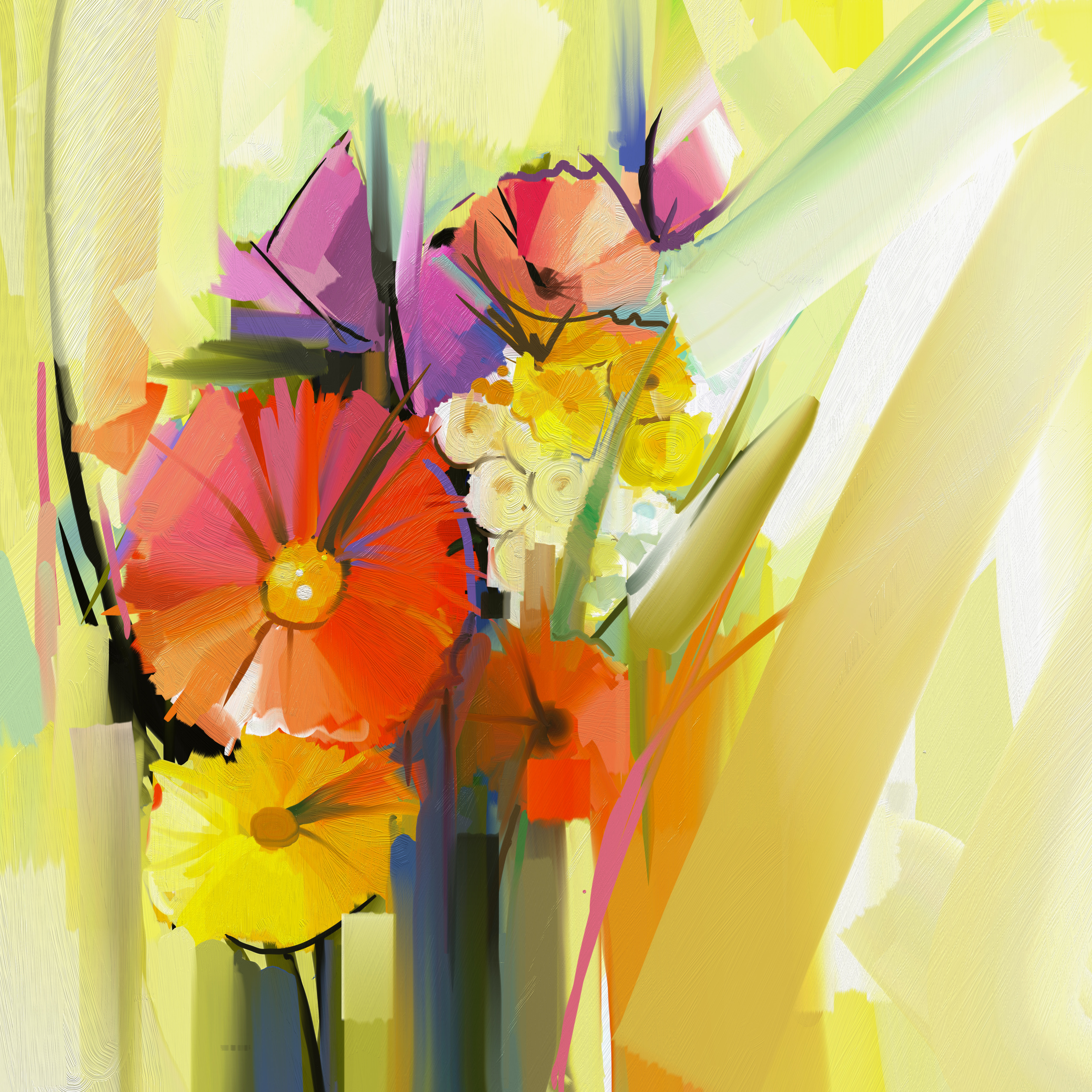 ClassicLiving Chambly Abstract Oil of Flower by Nongkran Ch - Wrapped ...