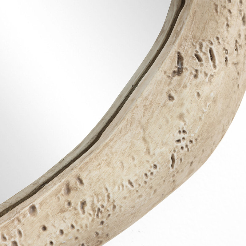 Wrought Studio™ Travertine-Style Frame Freeform Oval Wall Mirror | Wayfair