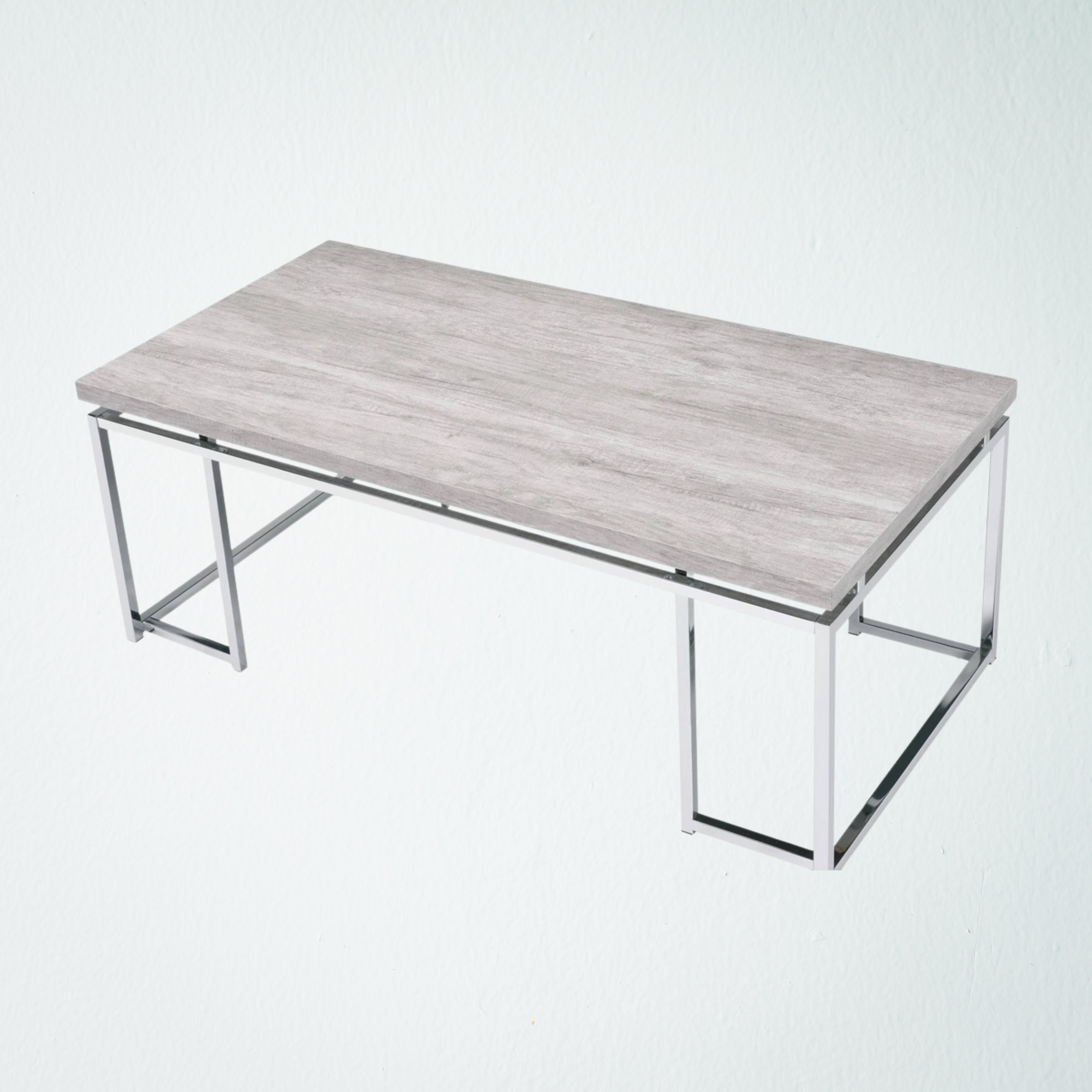George Oliver Margo Natural Oak & Chrome Coffee Table | Wayfair