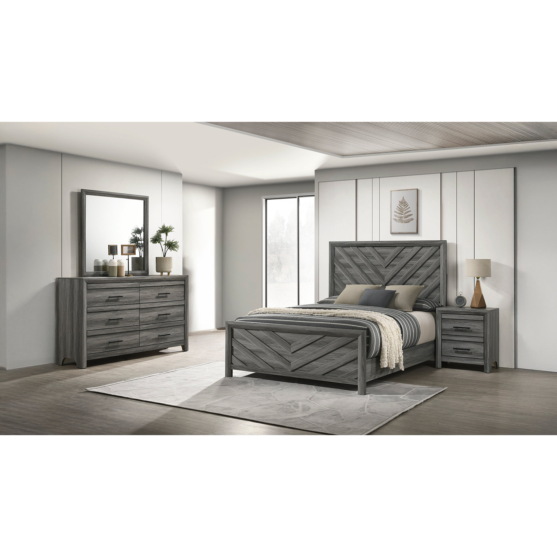 Lark Manor™ Denver Modern Style 4 Pc Bedroom Set Made with Wood in Gray | Wayfair