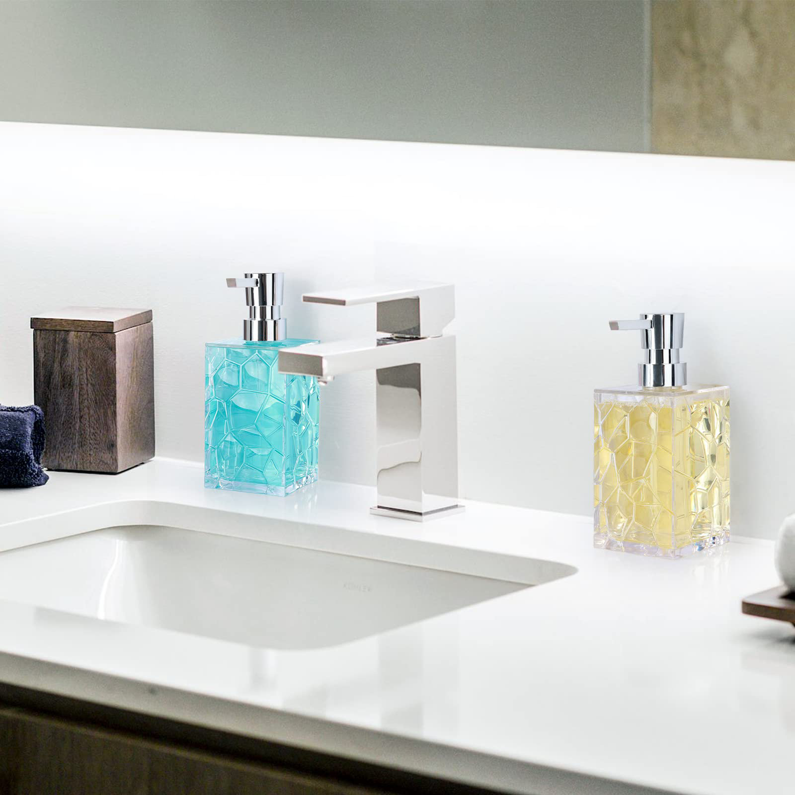 KAISHENGDAA 2 Pack Clear Rust Proof Soap Dispenser, Acrylic Plastic ...