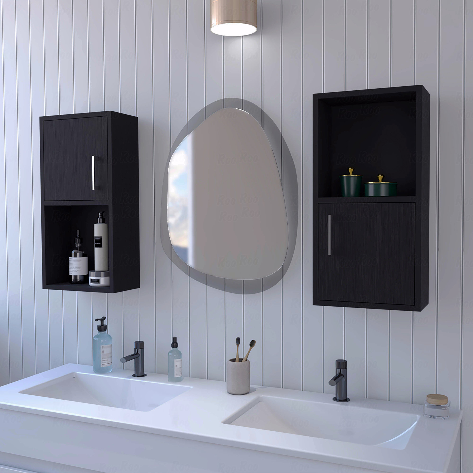 Red Barrel Studio 2 Bathroom Medicine Cabinets With Open Shelf ...