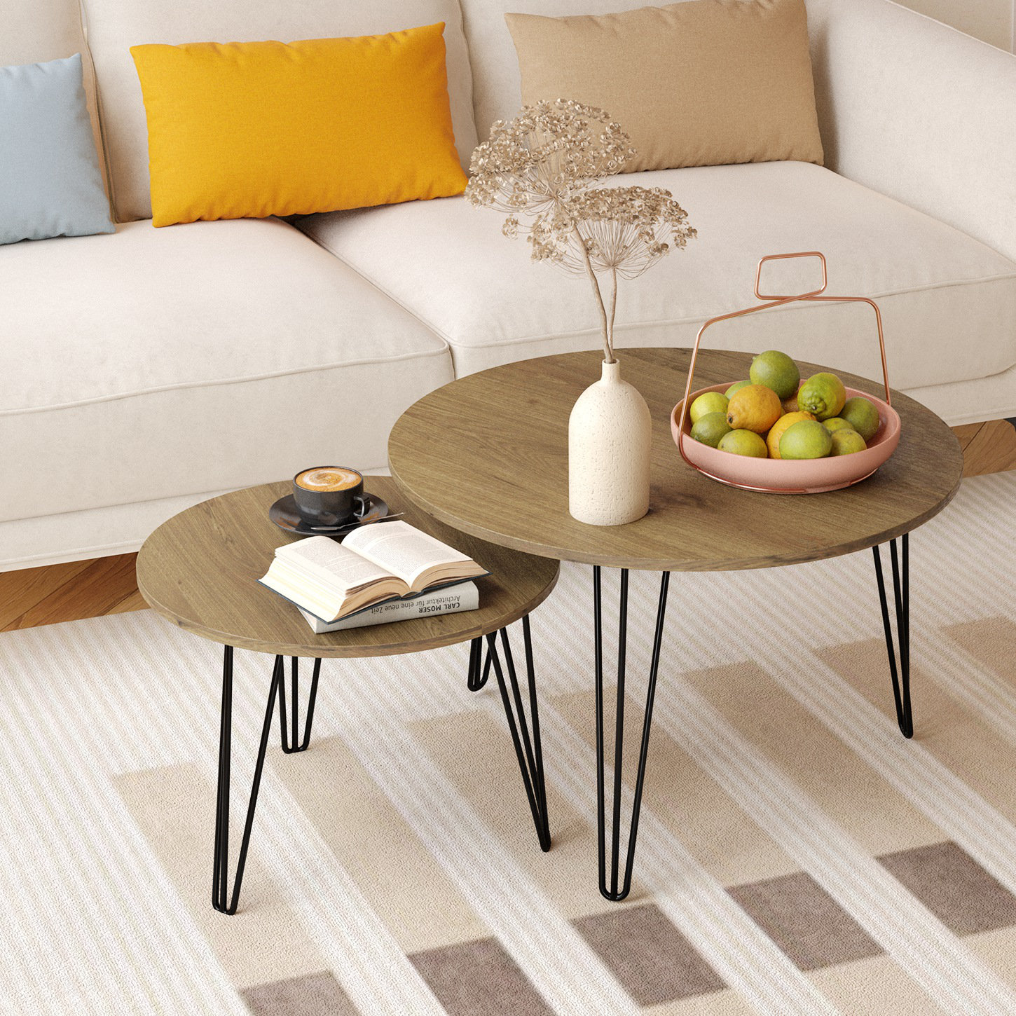George Oliver Set Of 2 Round Nesting Coffee Table, Circular Nesting End ...