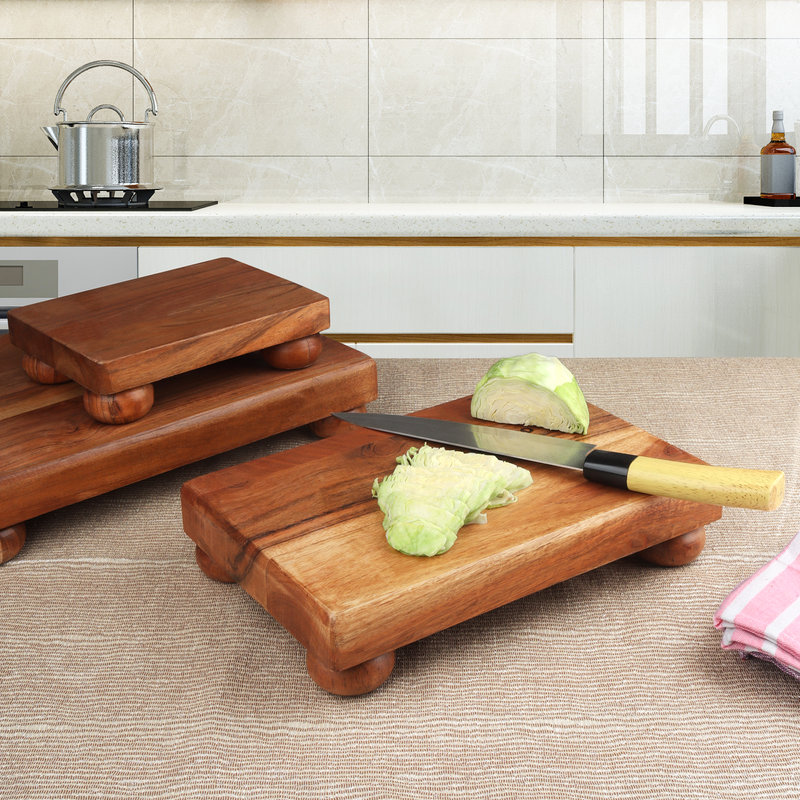 India Handicrafts, Inc. Natural Wood Set of 3 Butcher Block Set | Wayfair