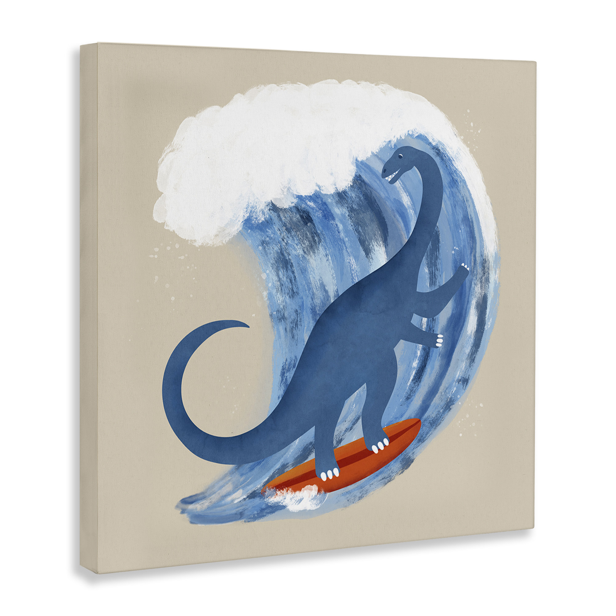 Trinx Surfing Dino Brontosaurus Canvas Wall Art by Carrie Cantwell ...