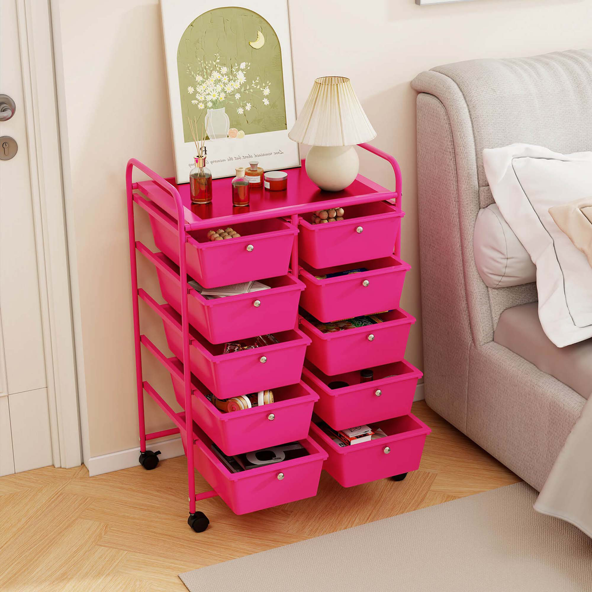 Rebrilliant 10-drawer Storage Cart Utility Rolling Trolley Kitchen ...
