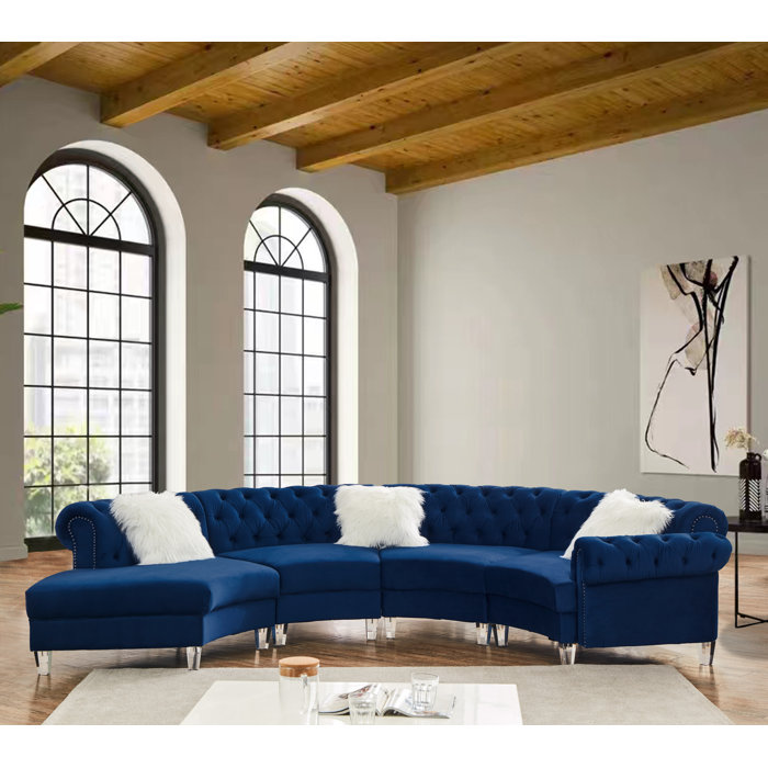 Legend Vansen 4 - Piece Velvet Sectional | Wayfair