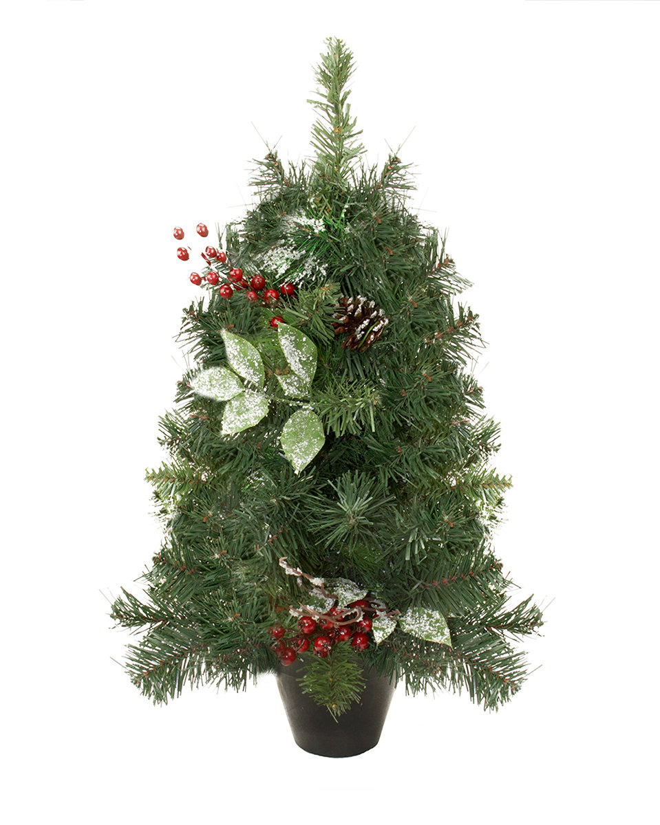The Holiday Aisle® 2' Green Potted Pre-Decorated Pine Cone and Berry ...