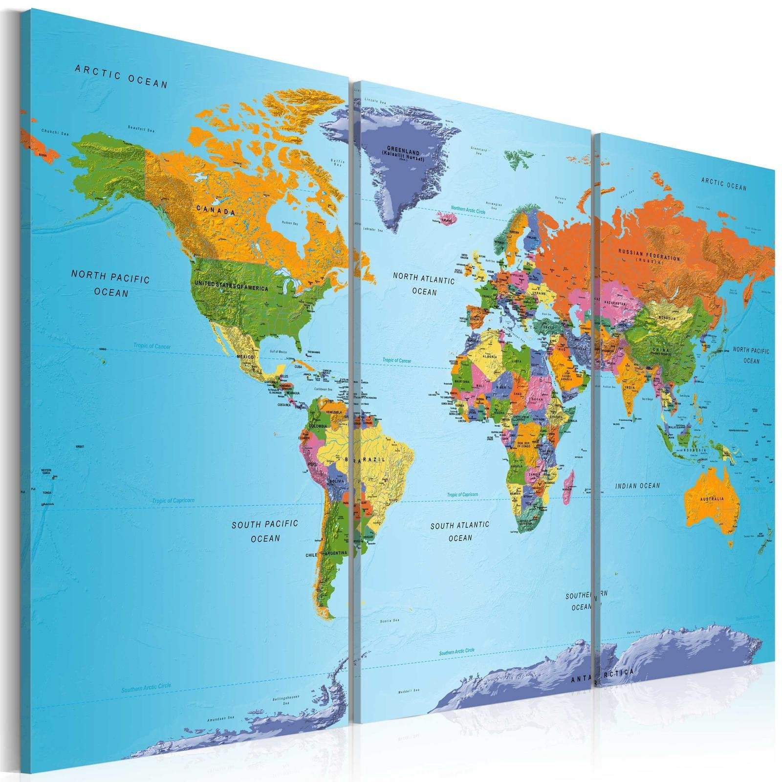 Rosecliff Heights Stretched Canvas World Map Art - World Map: Colourful ...