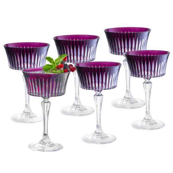 Barski Colored Champagne Coupe Glasses, Stemmed Martini Glassware, Set ...