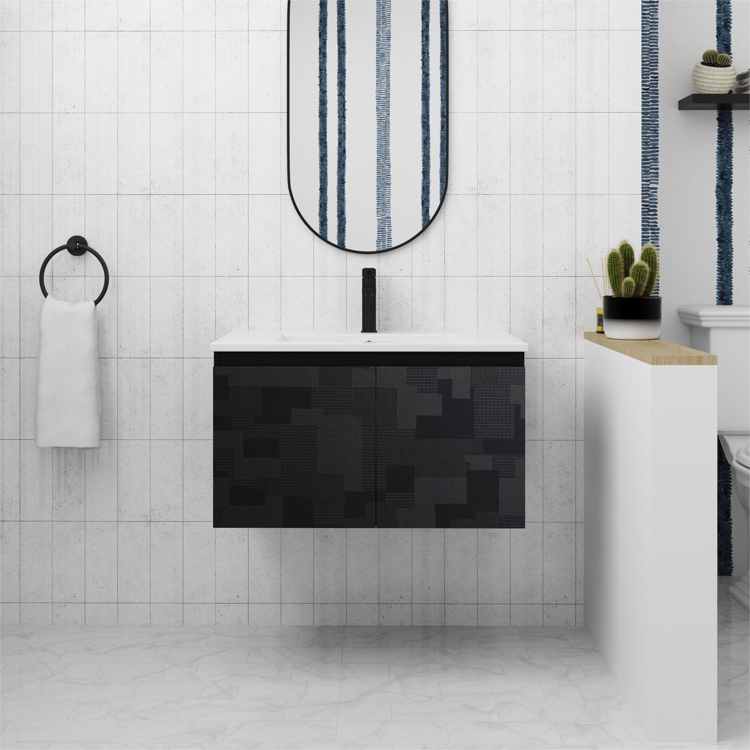 Ebern Designs Delondo 30.02'' Single Bathroom Vanity with Ceramic Top ...