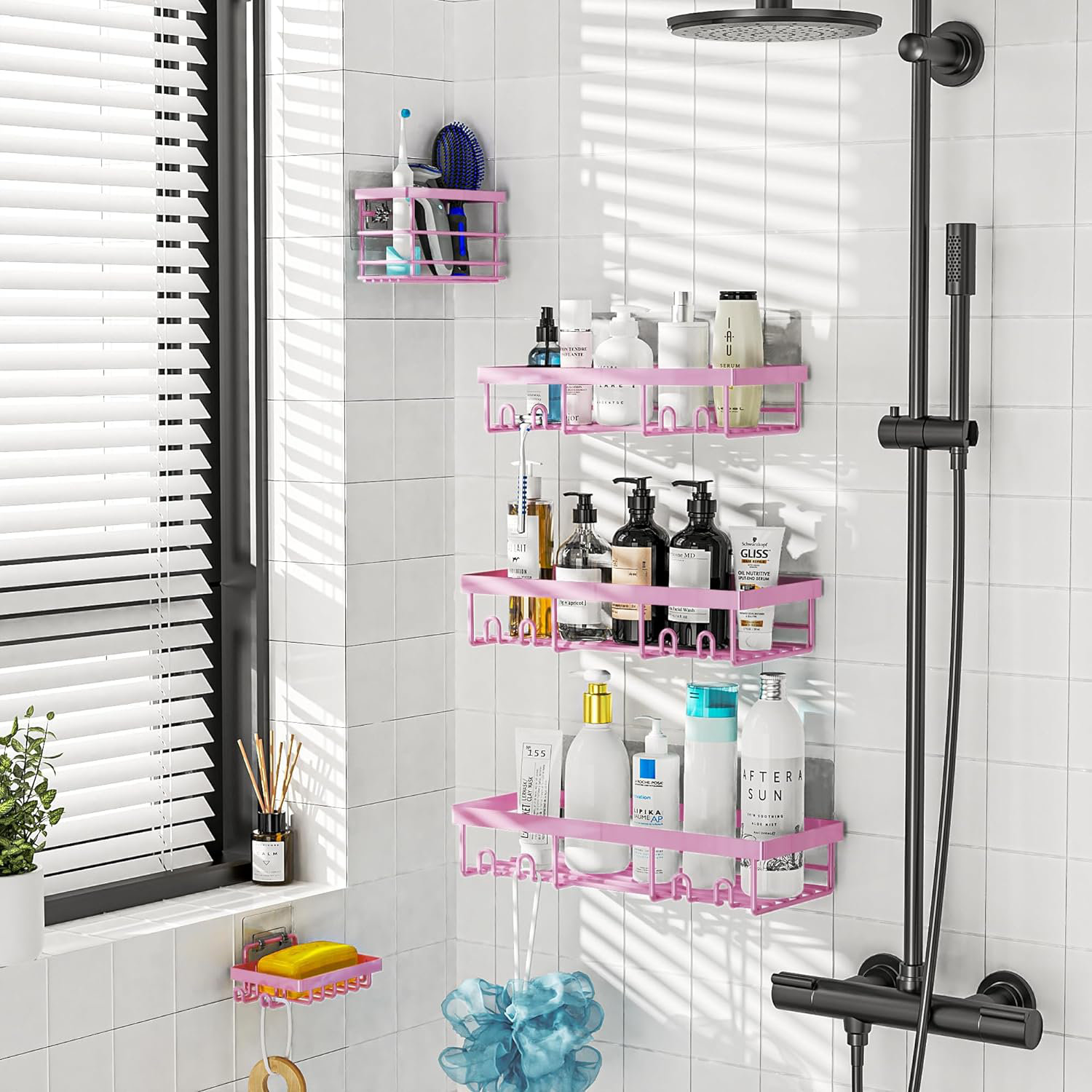 Ebern Designs Organizer Shelves Rack - 12 Pack Corner Bathroom Storage ...