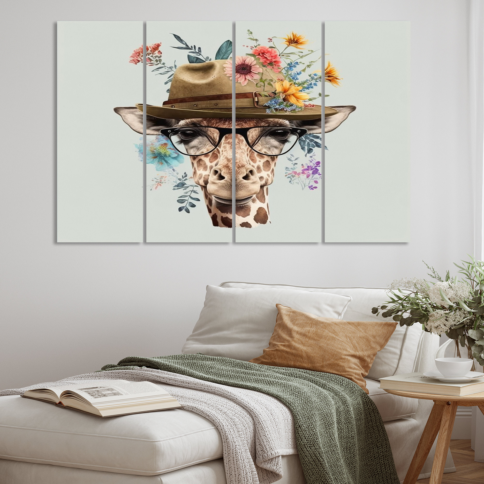 Design Art Portrait Of Giraffe With Glasses And A Hat I - Animals ...