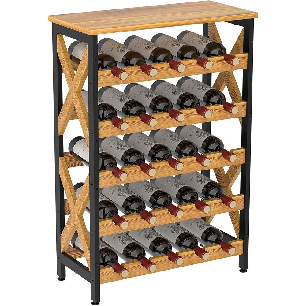 Ophelia & Co. 25 Bottle Wine Rack Freestanding Floor Rustic Wine Holder ...