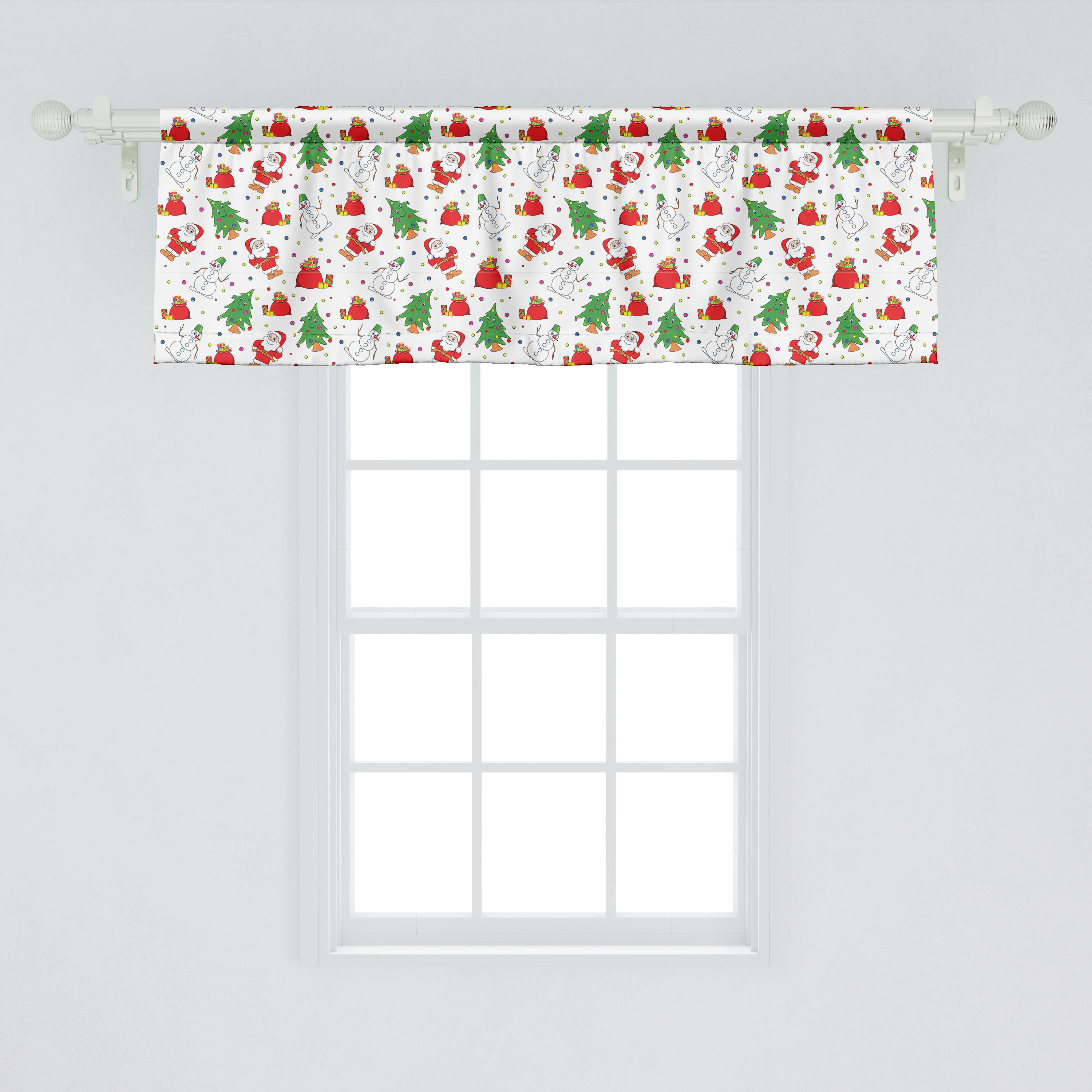 Ambesonne Christmas Valance Pack of 2 Xmas Tree Santa Claus 54" Green ...