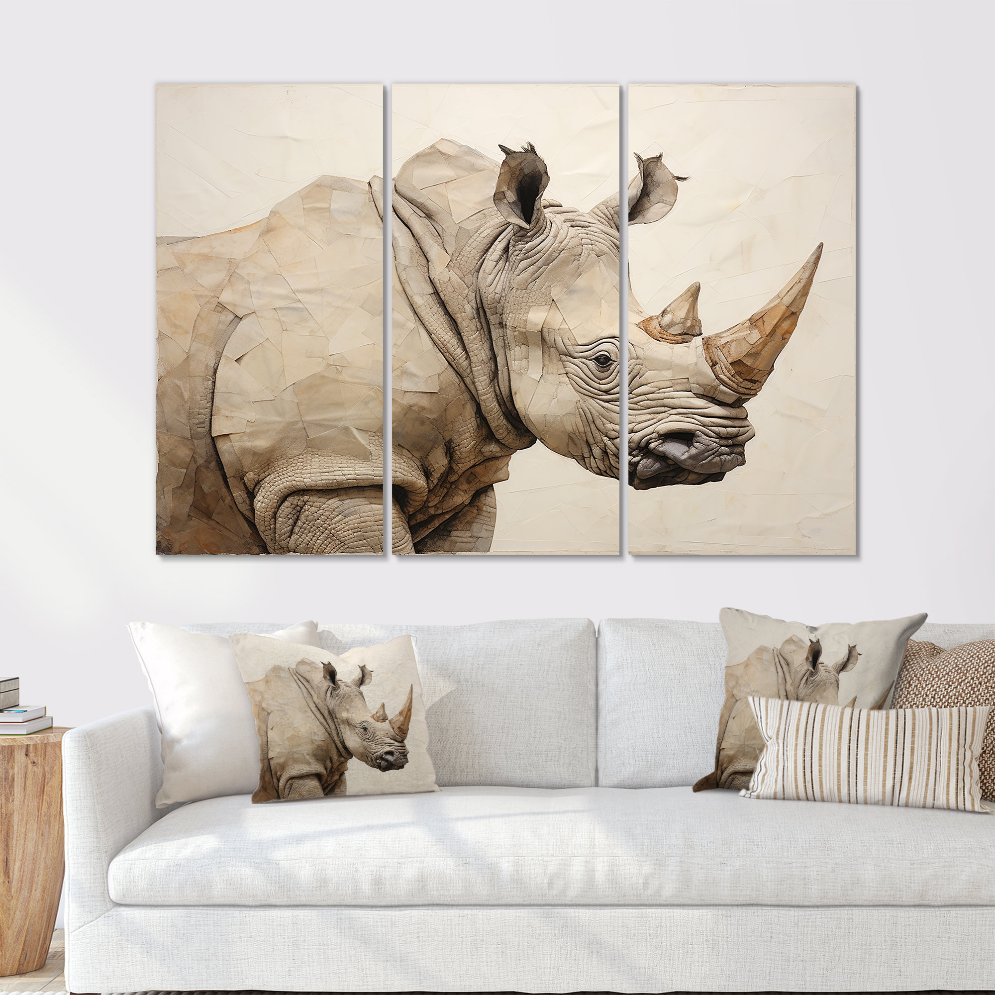 Bungalow Rose Mighty Strong Rhinoceros II - Rhinoceros Wall Art Living ...
