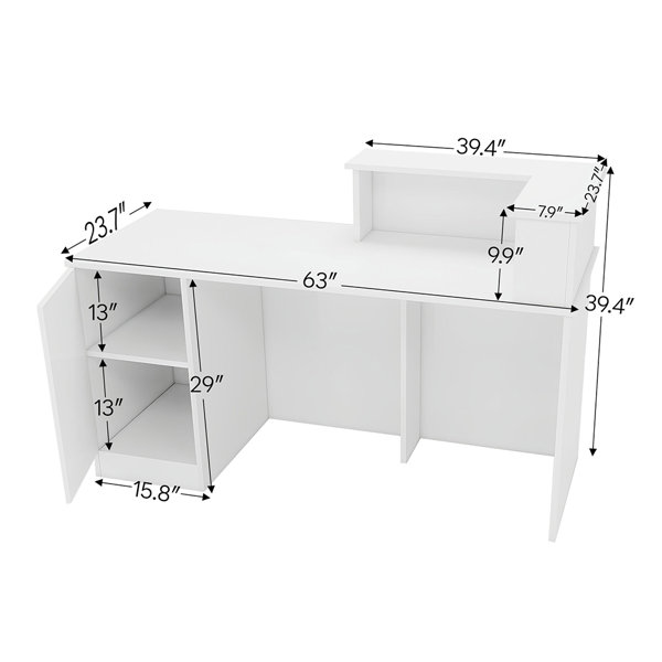 Wrought Studio Reception Desk with Counter, 63in Modern Front Desk with ...
