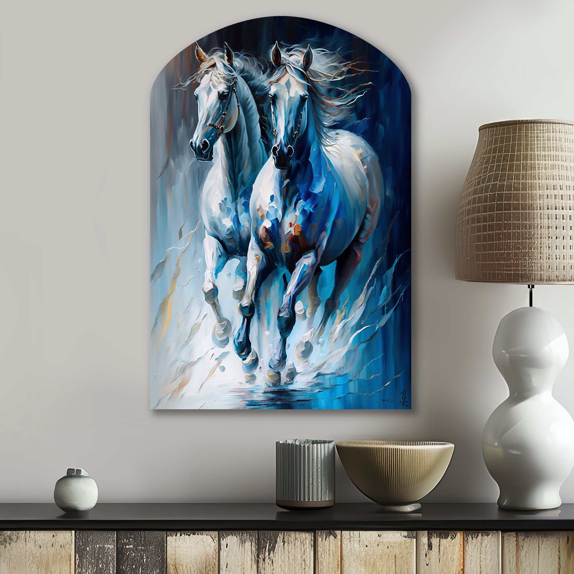 Loon Peak® Two Horses Running II - Horse Arch Shape Asymmetric Metal ...