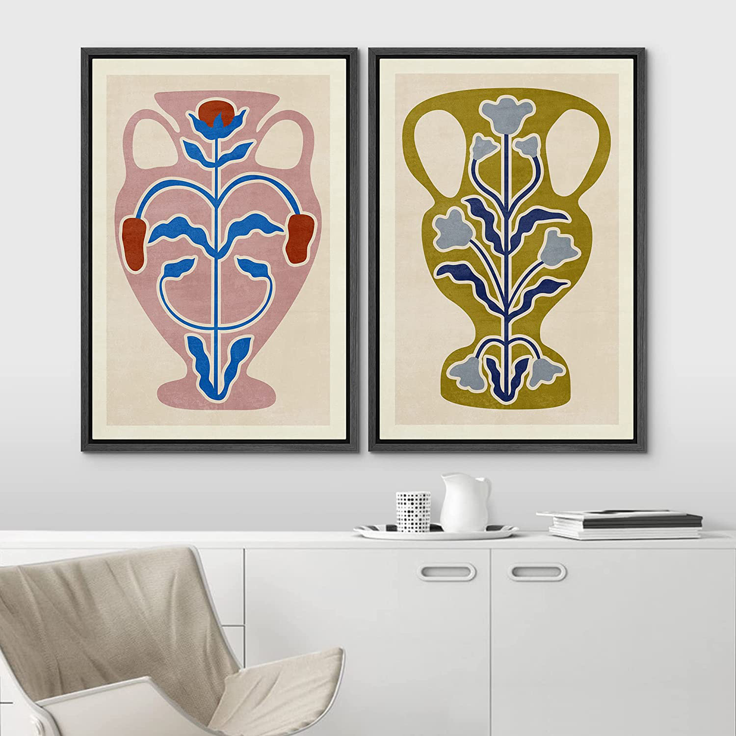 IDEA4WALL Abstract Botanical Ornate Flower Vase Collage Nature ...