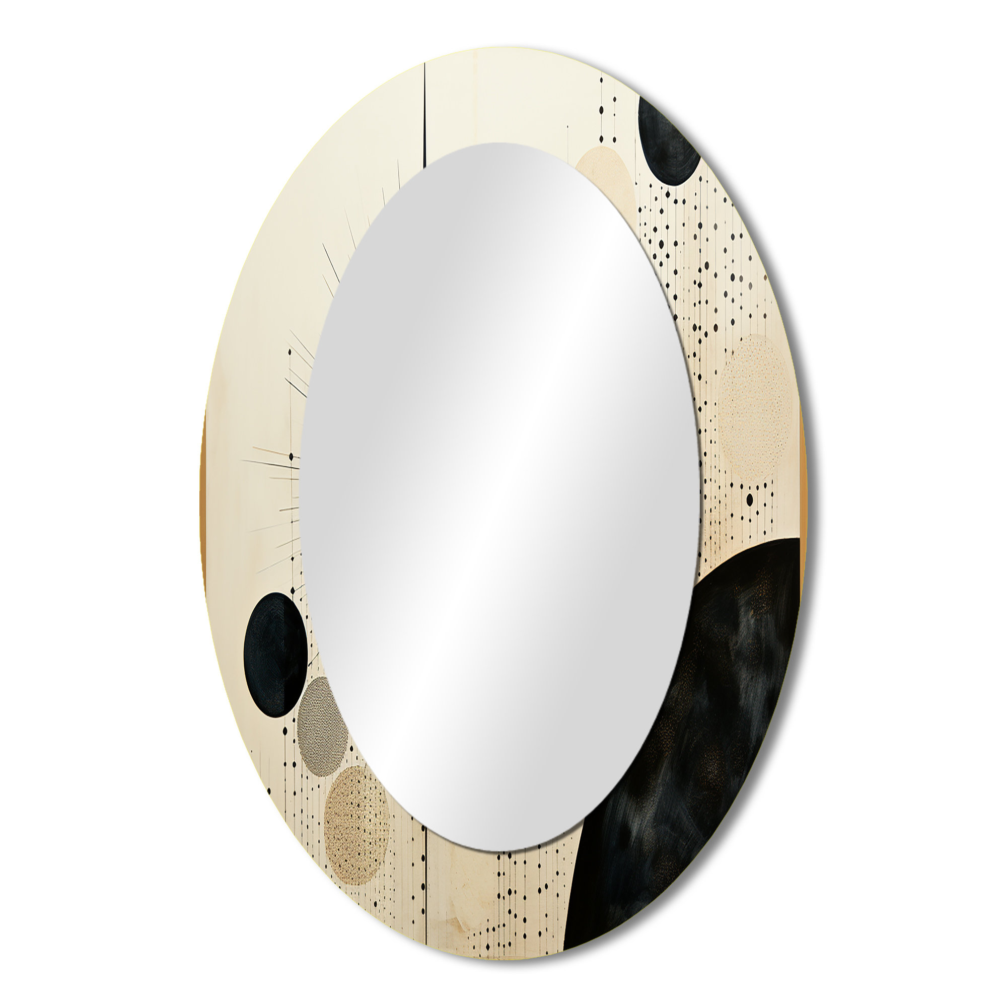 Dakota Fields Beige Black Mid Century Minimalist Oasis - Beige Oval ...