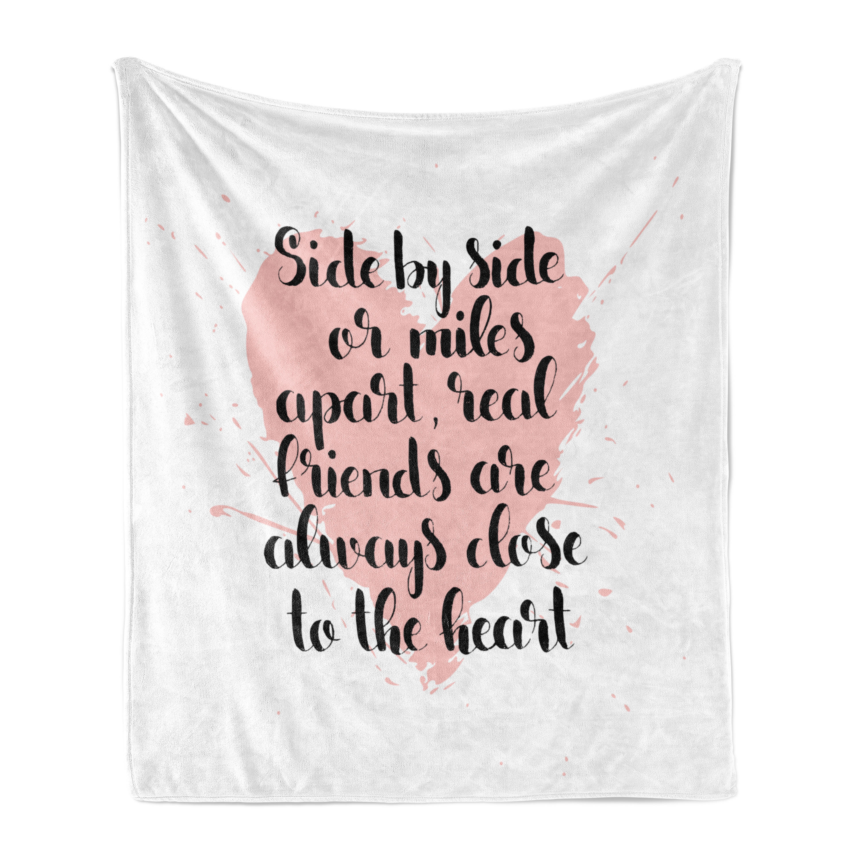 Ambesonne Best Friend Fleece Throw Blanket Real Friendship Words Blush ...