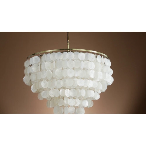 Mercer41 Maiteder 6-Light Unique/Statement Coastal Natural Capiz Shell ...