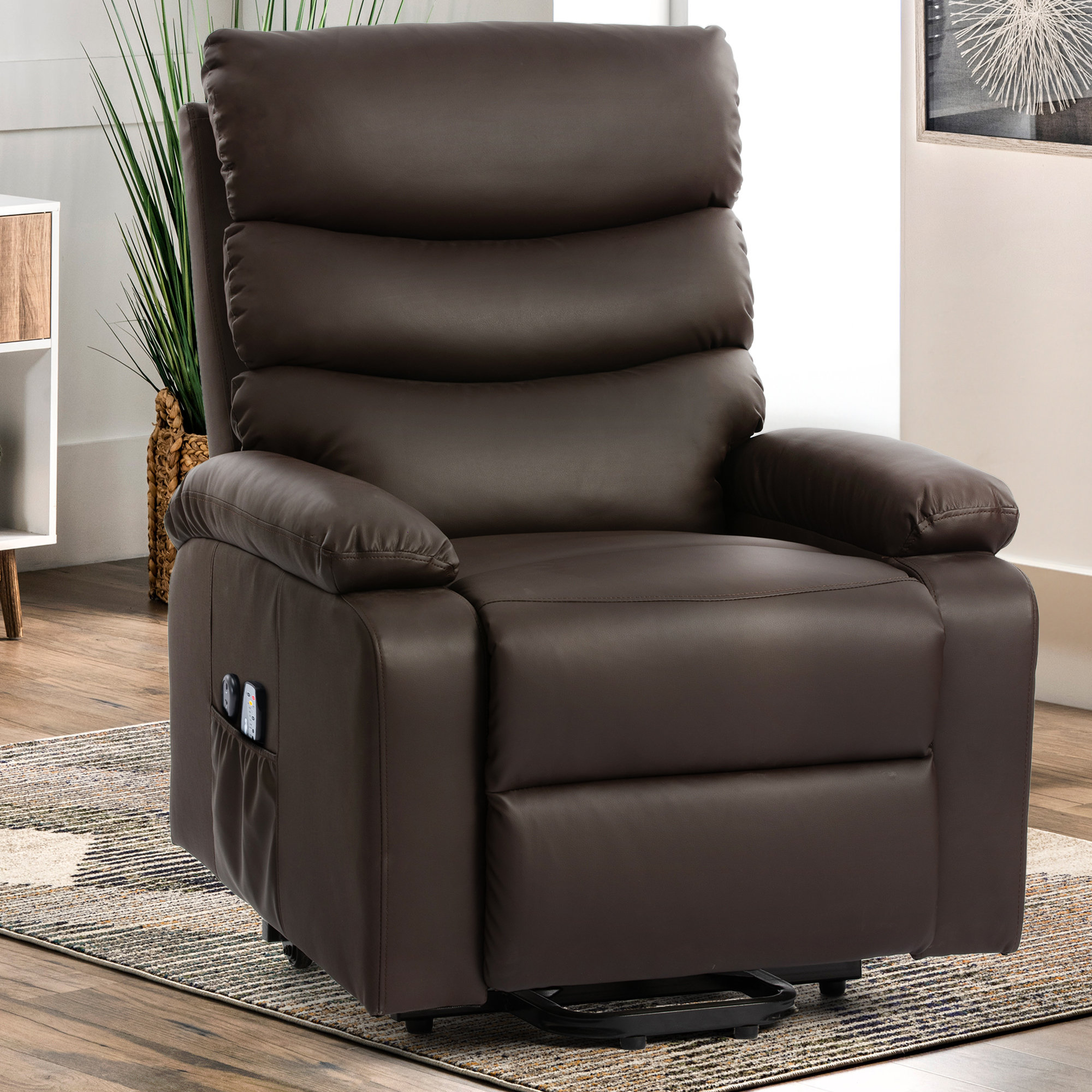 Ebern Designs Vegan Leather Power Lift Recliner Chairs for Elderly and ...