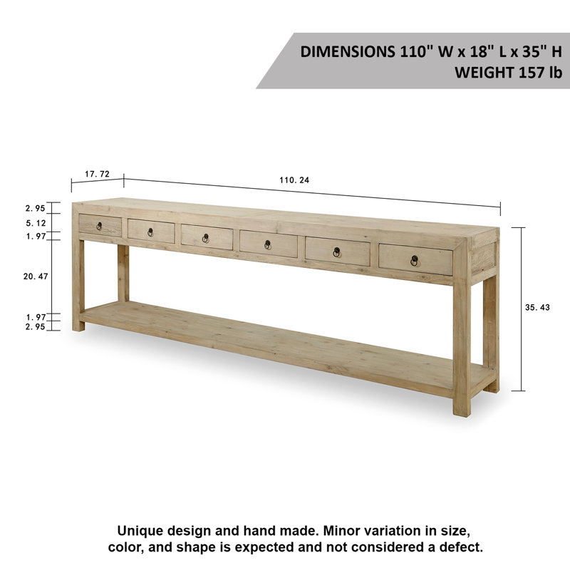 Lily's Living 110'' Solid Wood Console Table | Wayfair