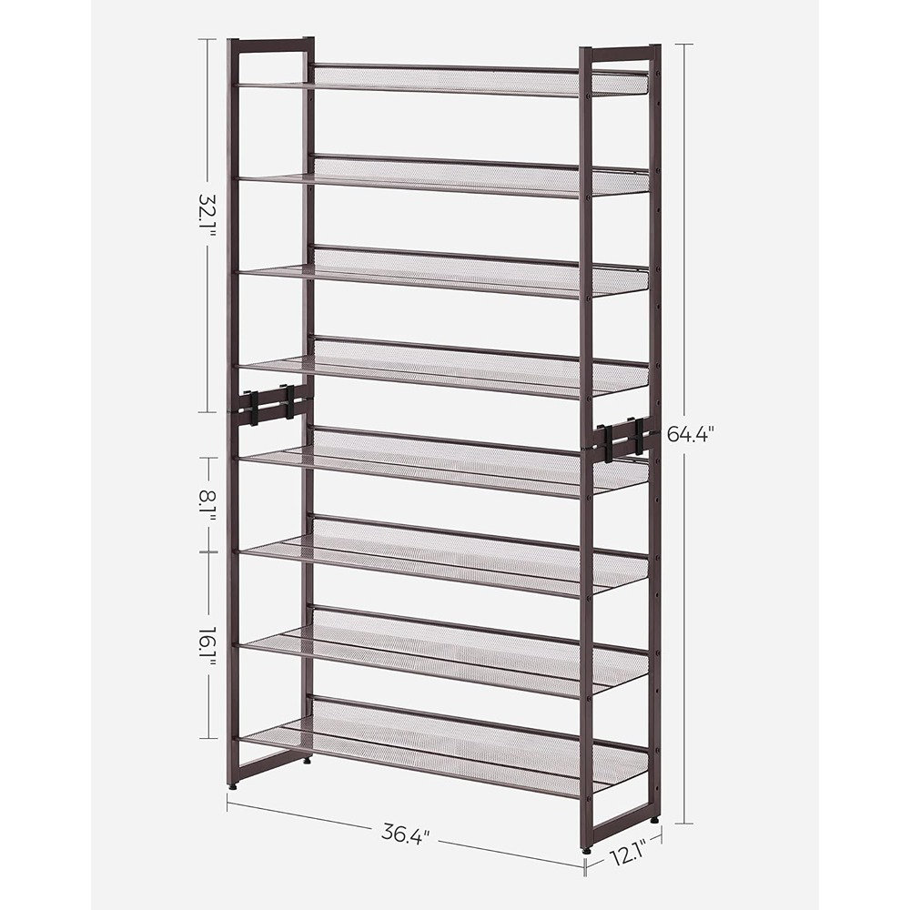 Rebrilliant 32-40 Pair Stackable Shoe Rack, with Adjustable Flat or ...