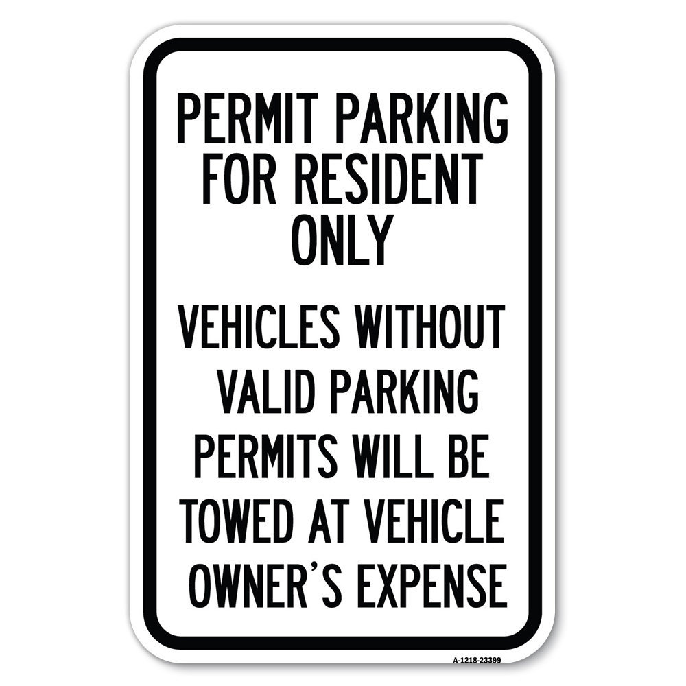 SignMission Parking Permit Sign Permit Parking For Residents Only ...