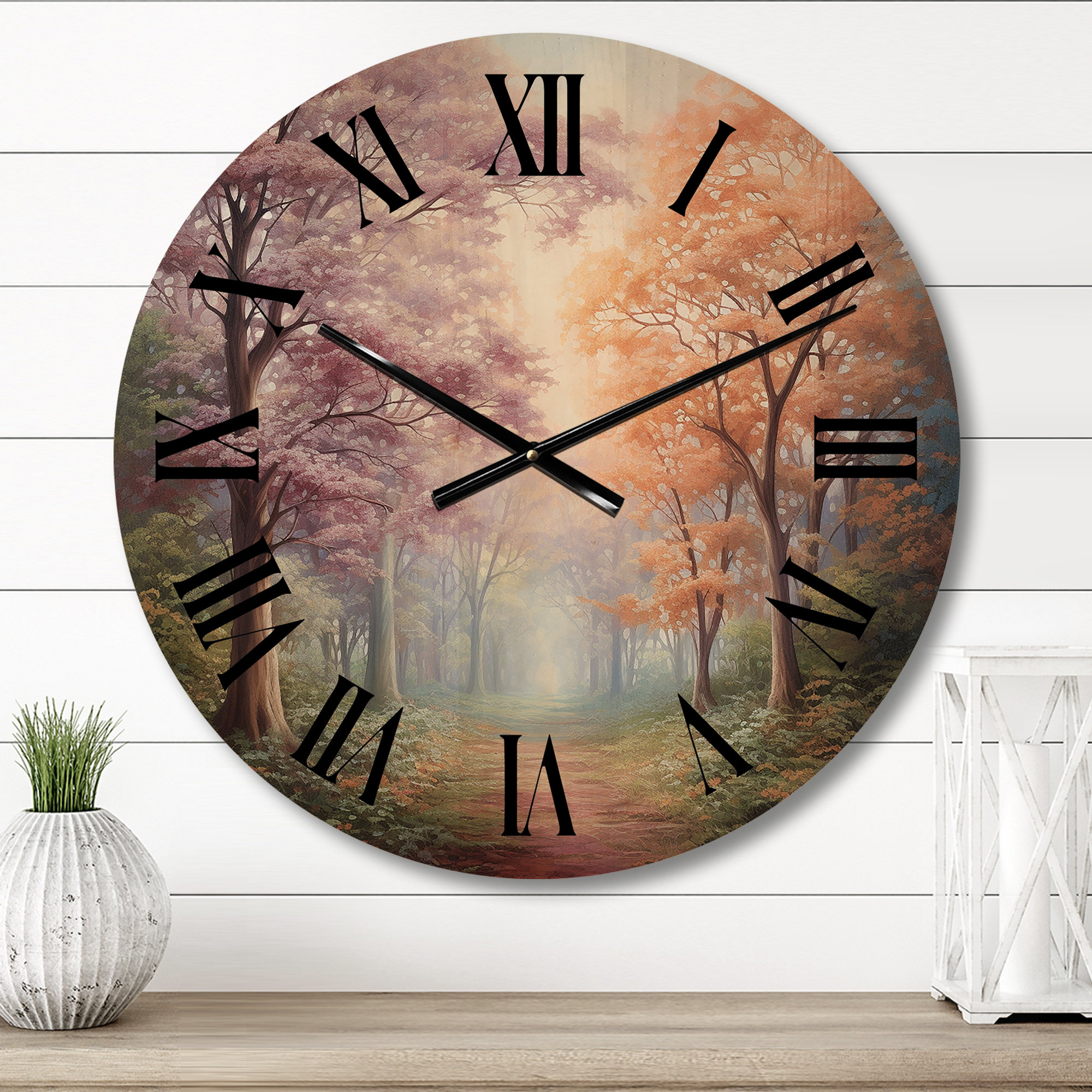 East Urban Home Pink Trees Romantic River Impression II - Landscapes ...