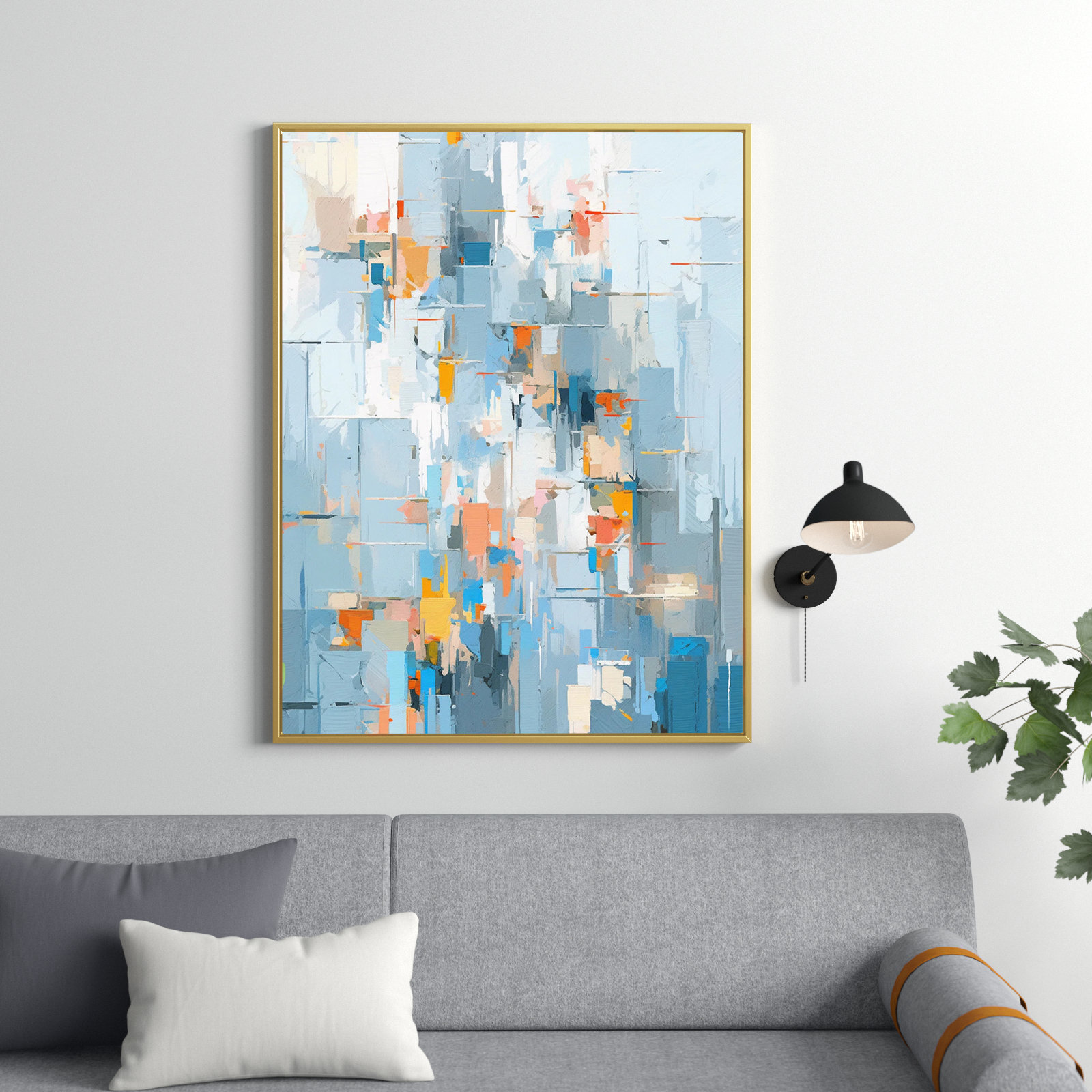 Wade Logan® Grey Orange Interlocking Perspectives IV Framed On Canvas ...