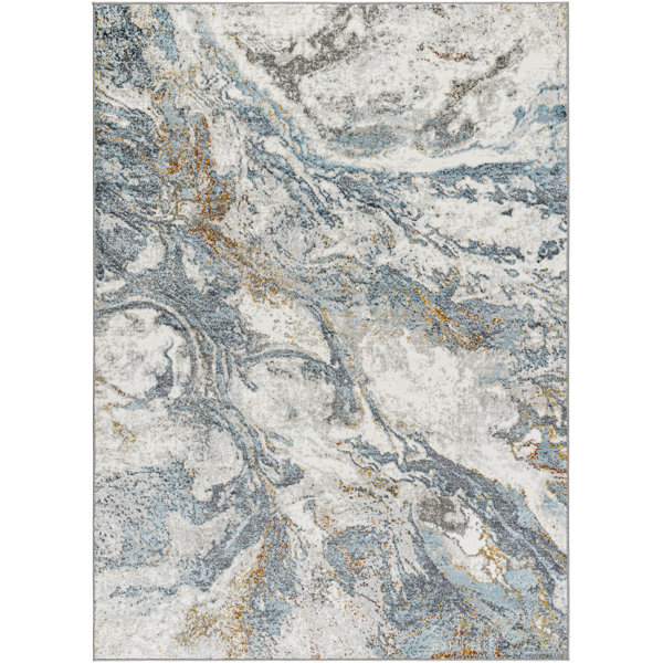 17 Stories Phillipe Abstract Blue Area Rug & Reviews | Wayfair