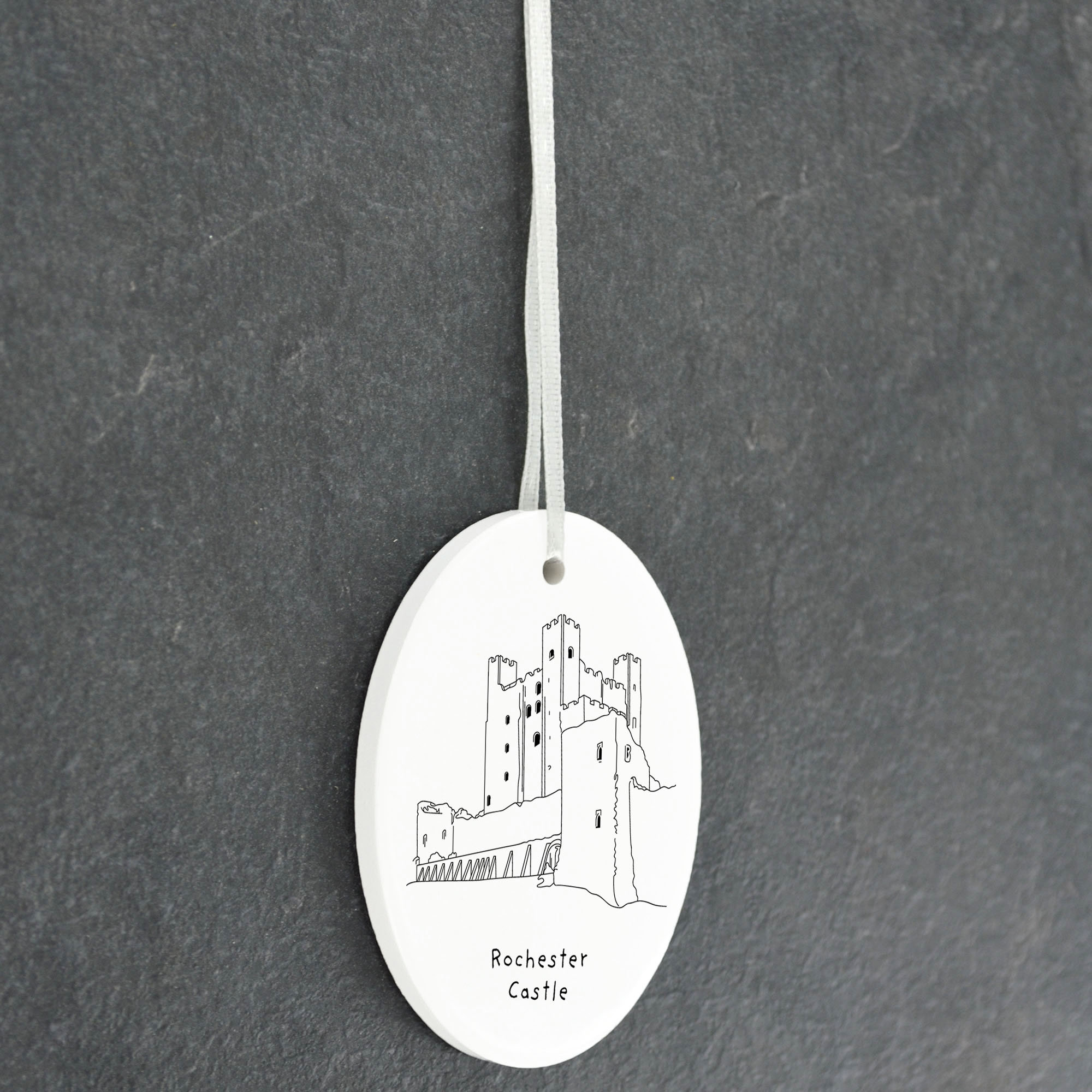 The Seasonal Aisle Rochester Castle Line Drawing Ceramic Oval Ornament ...