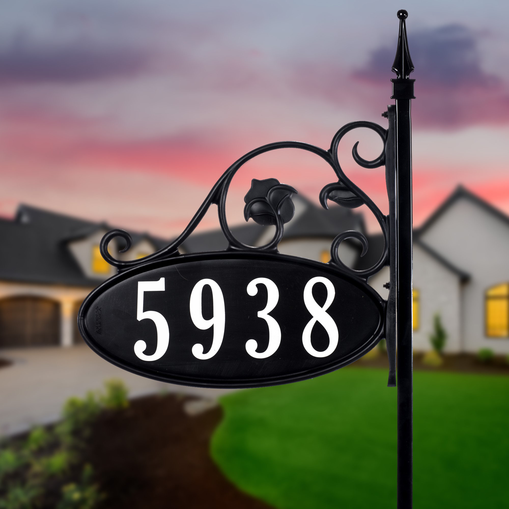 Address America Park Place Double-Sided Reflective Oval Lawn Address ...
