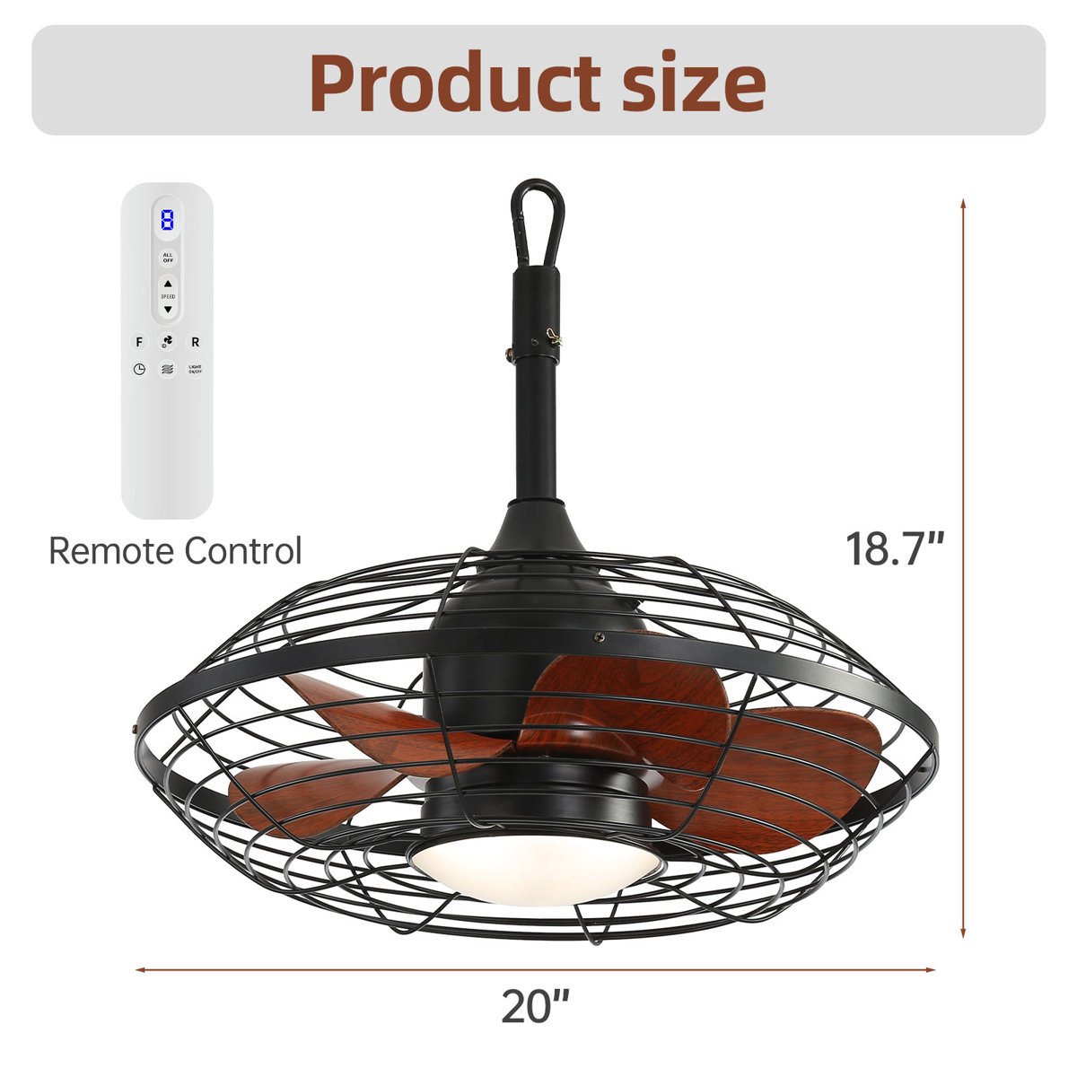 17 Stories Mistkowski 20" 5 ABS Blades Small Caged Ceiling Fan with LED ...
