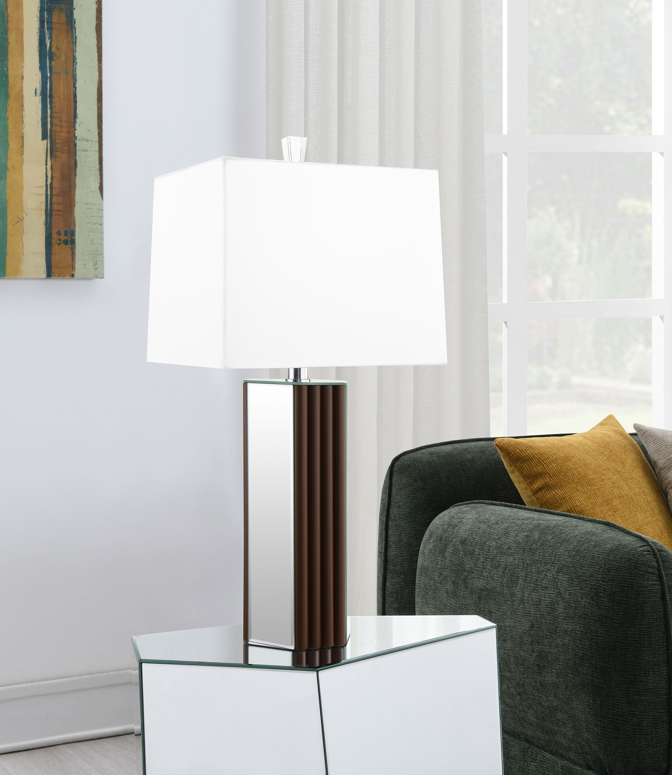 Mercer41 Debrah 30-Inch Square Tapered Mirrored Table Lamp Brown | Wayfair