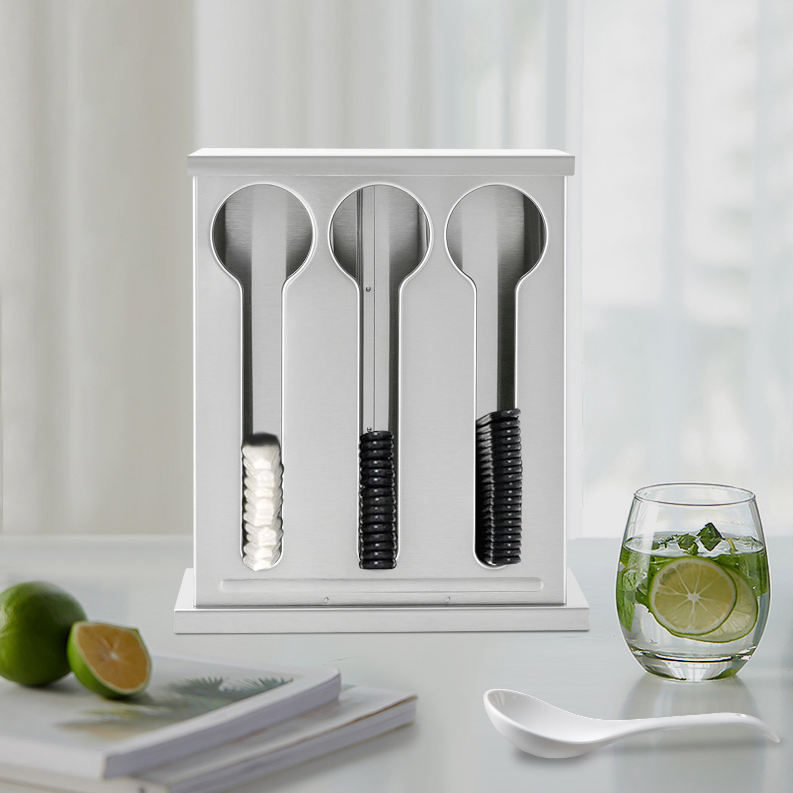 Ebern Designs 3 Compartment Utensil Dispenser Forks Spoons Dispenser ...