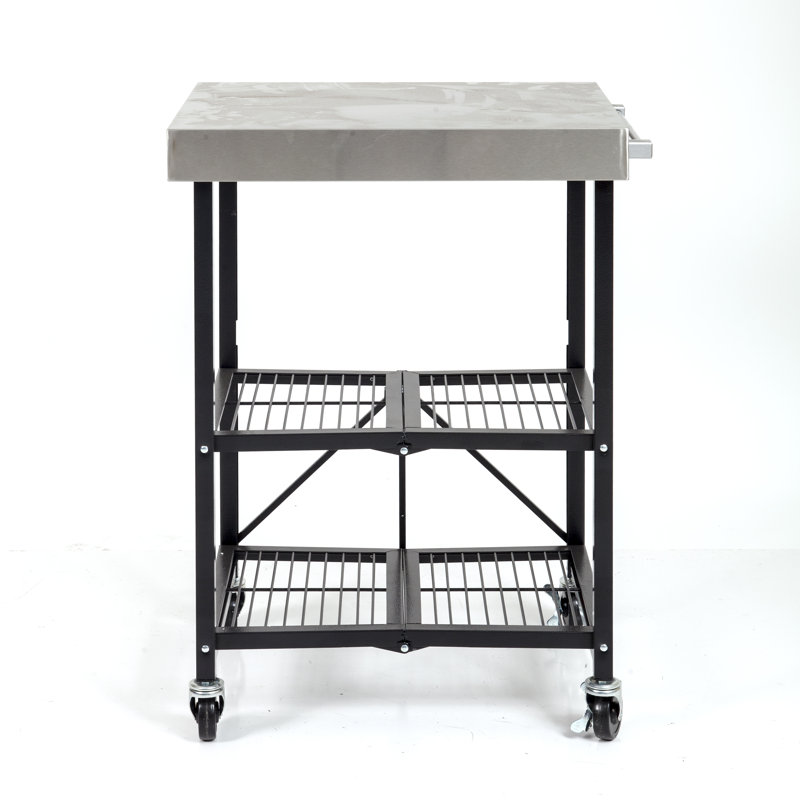 Rebrilliant Bellavia Foldaway Rolling Kitchen Cart Steel Top | Wayfair
