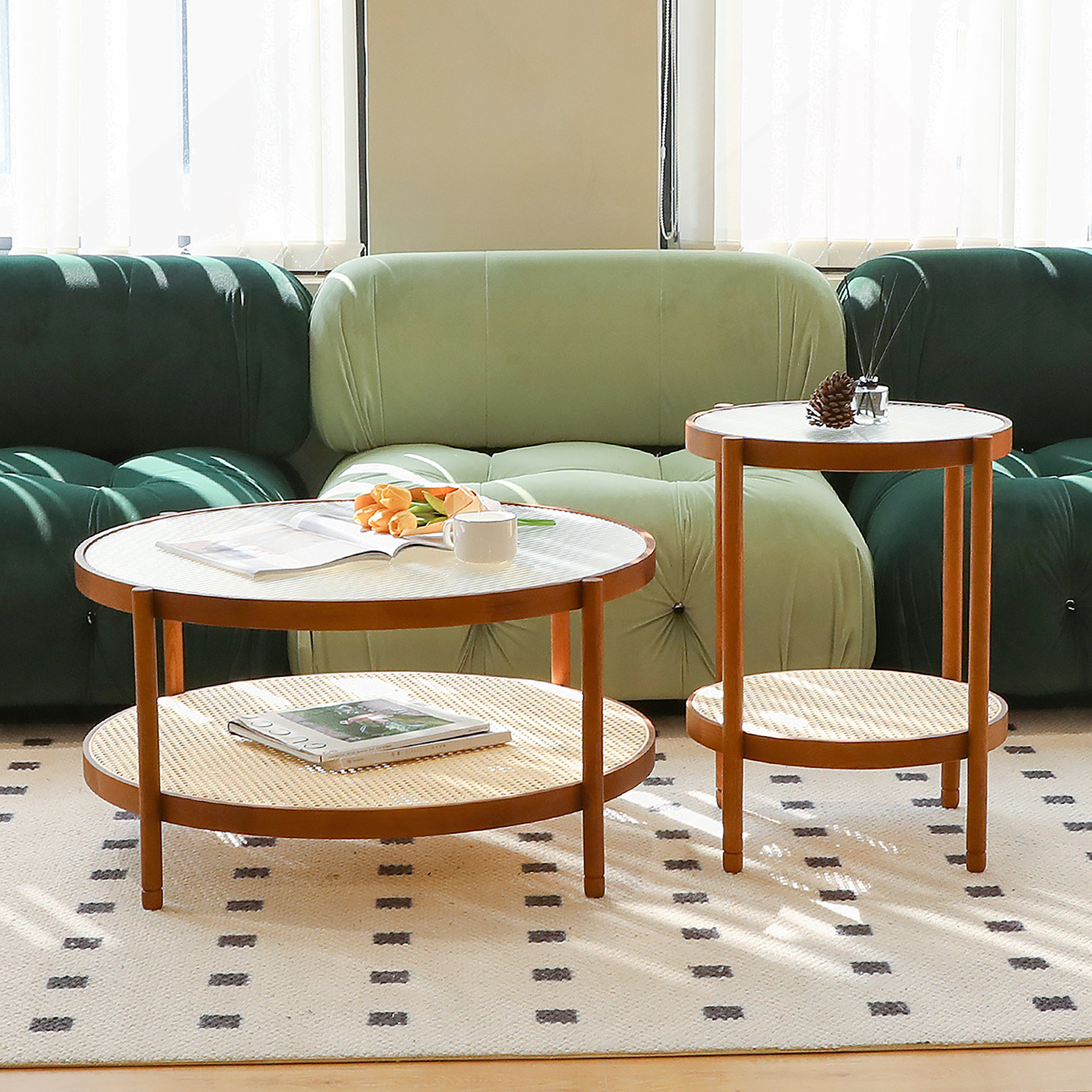 Latitude Run® 2-Piece Modern Farmhouse Living Room Coffee Table Set ...