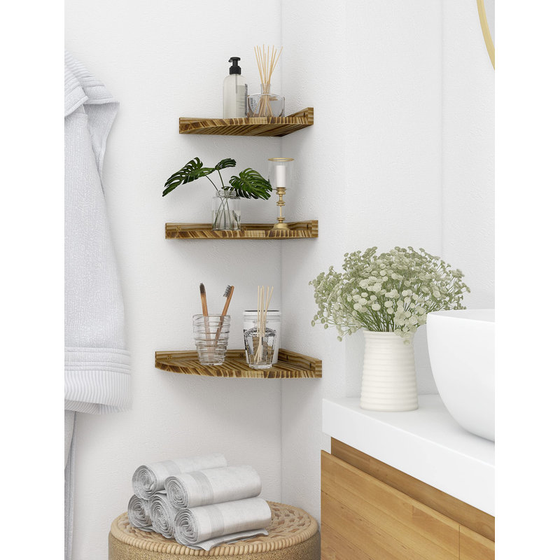rustic corner shelves with brackets