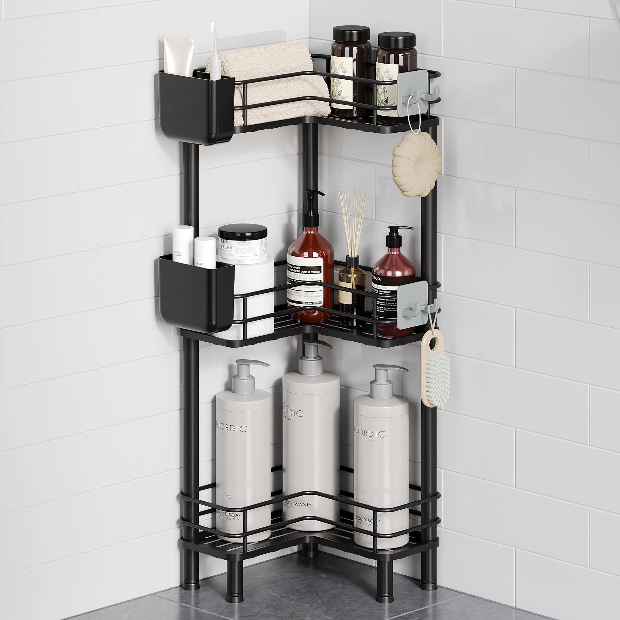 Latitude Run® 3 Tier Floor Standing Corner Shower Caddy | Wayfair
