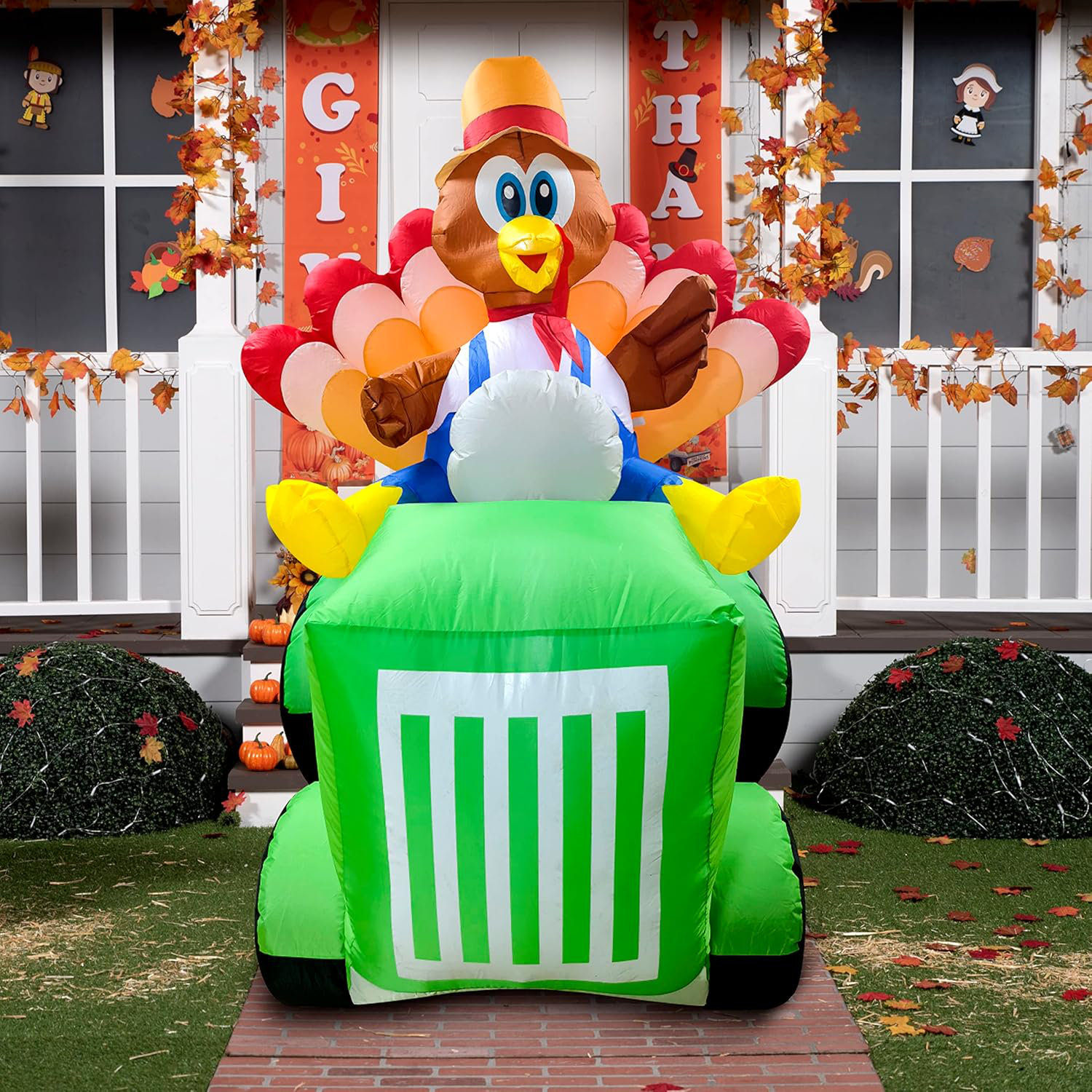 The Holiday Aisle® 8 FT Inflatable Turkey Driving Car Decoration With ...