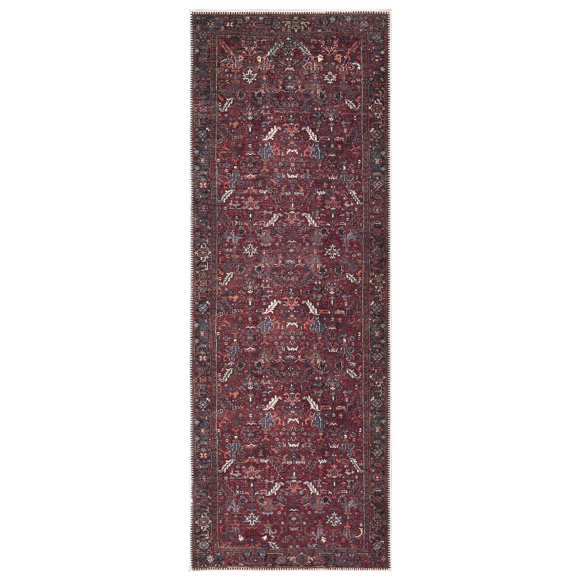 Bloom Rugs Washable Non-Slip Rug - Burgundy Traditional Bordered Area ...