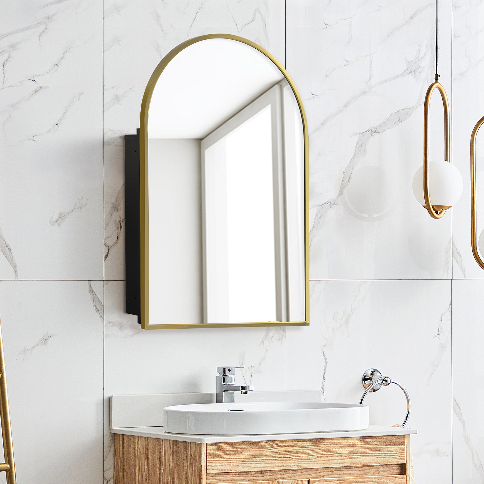 Ebern Designs Hogsett Surface-mounted/Recessed Arch Bathroom Medicine ...