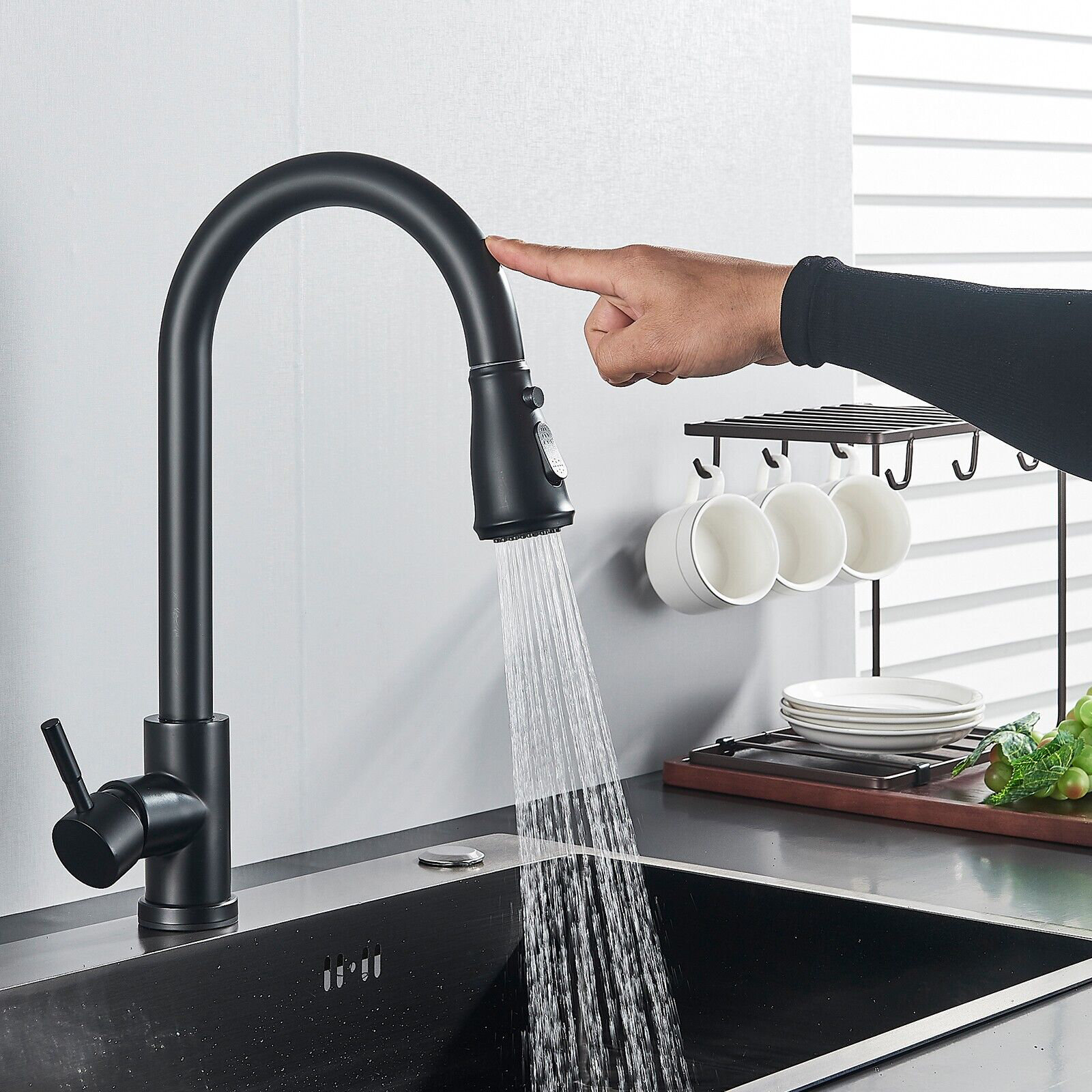 Senlesen Pull Down Touchless Single Handle Kitchen Faucet with ...