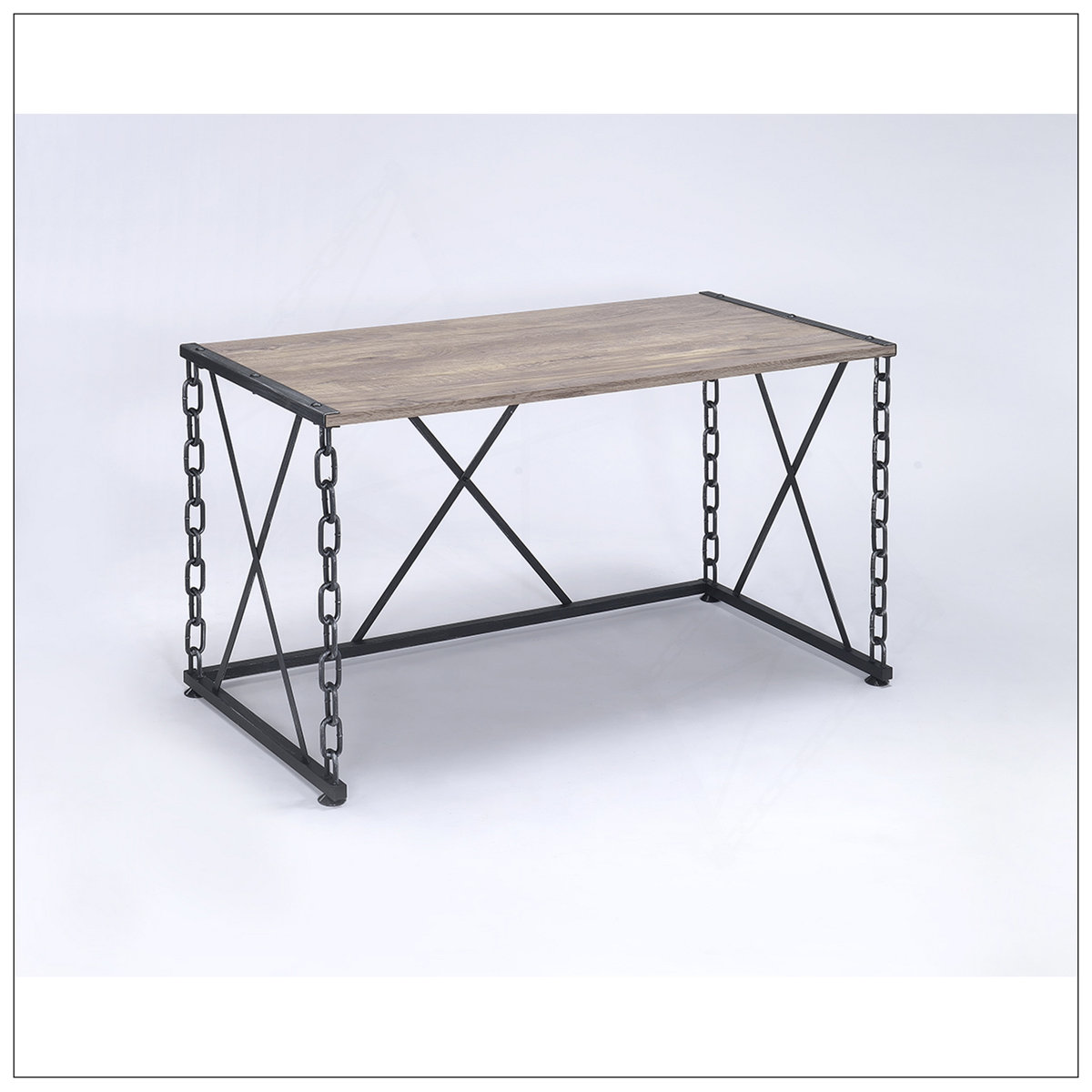17 Stories Charming Rustic Writing Desk With Industrial Metal Base For ...