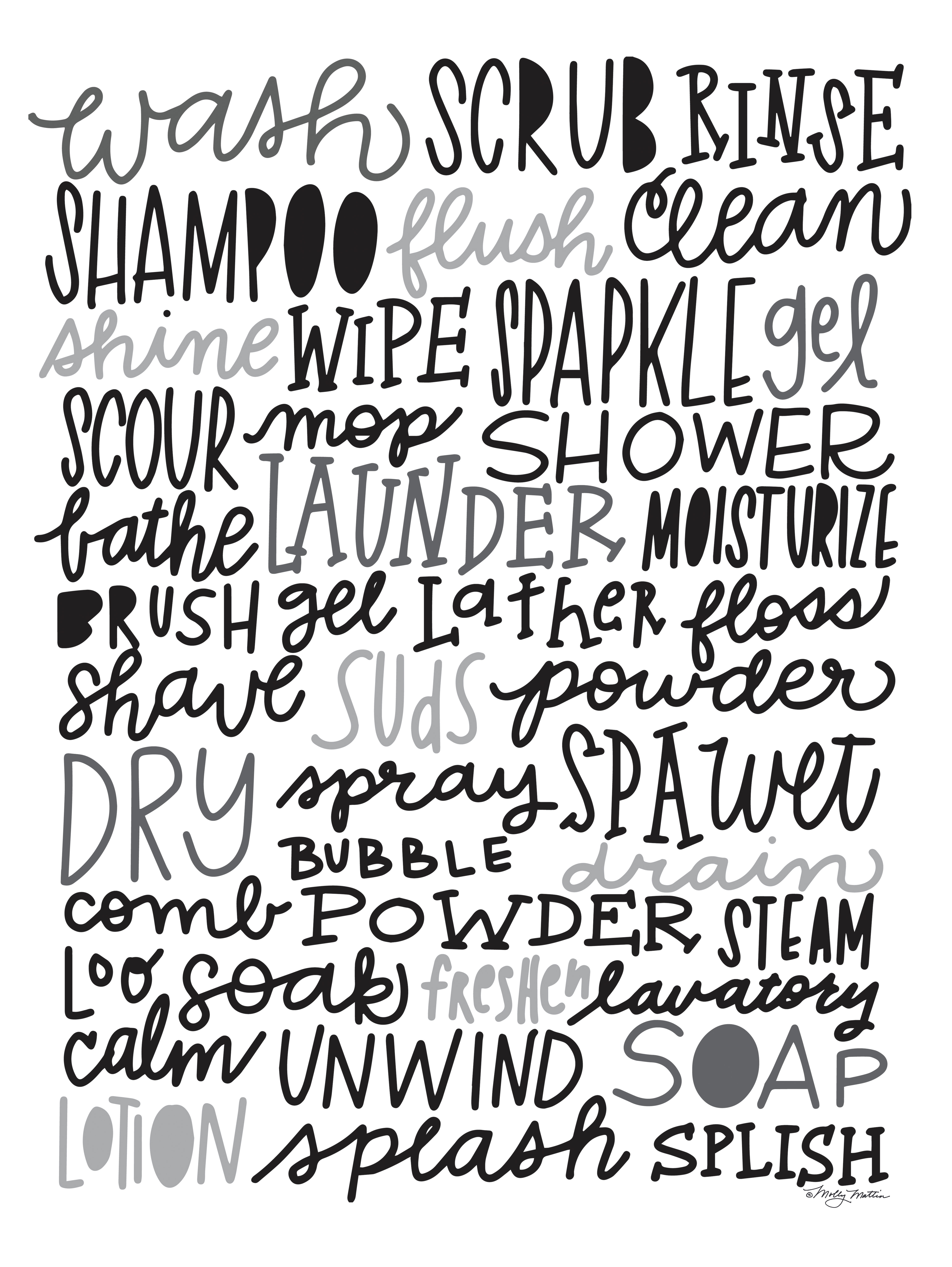 Trinx Bathroom Words On Canvas by Molly Mattin Print | Wayfair